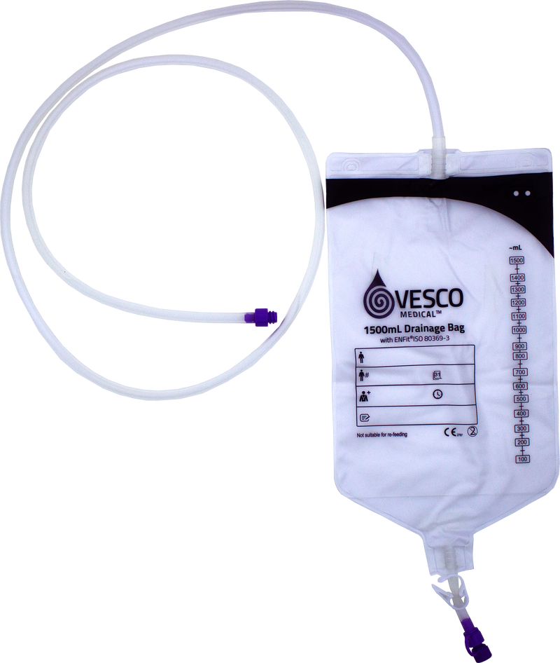Vesco Medical Enteral Drainage Bag with ENFit Connector (Sterile) - 1p